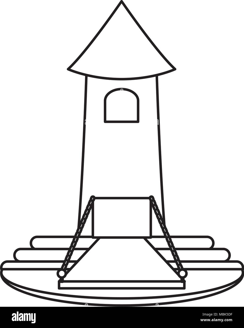 castle tower with drawbridge over white background, vector illustration ...