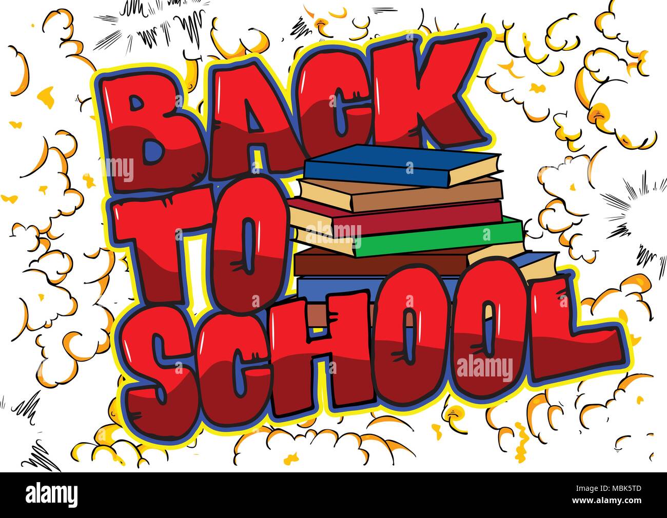Back To School - Comic book style word on abstract background Stock ...