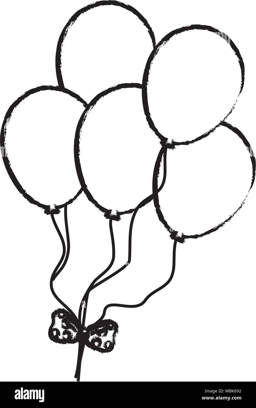 sketch of balloons icon over white background, vector illustration ...