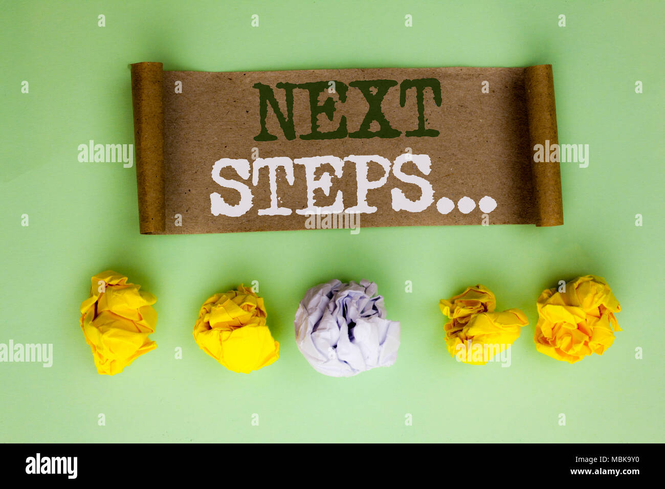 Handwriting text Next Steps.... Concept meaning Following Moves ...