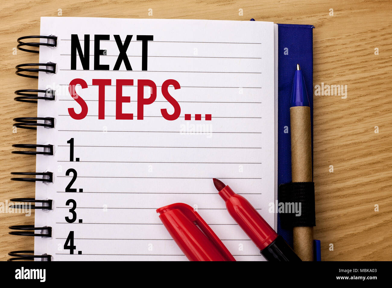 Handwriting text writing Next Steps.... Concept meaning Following Moves ...