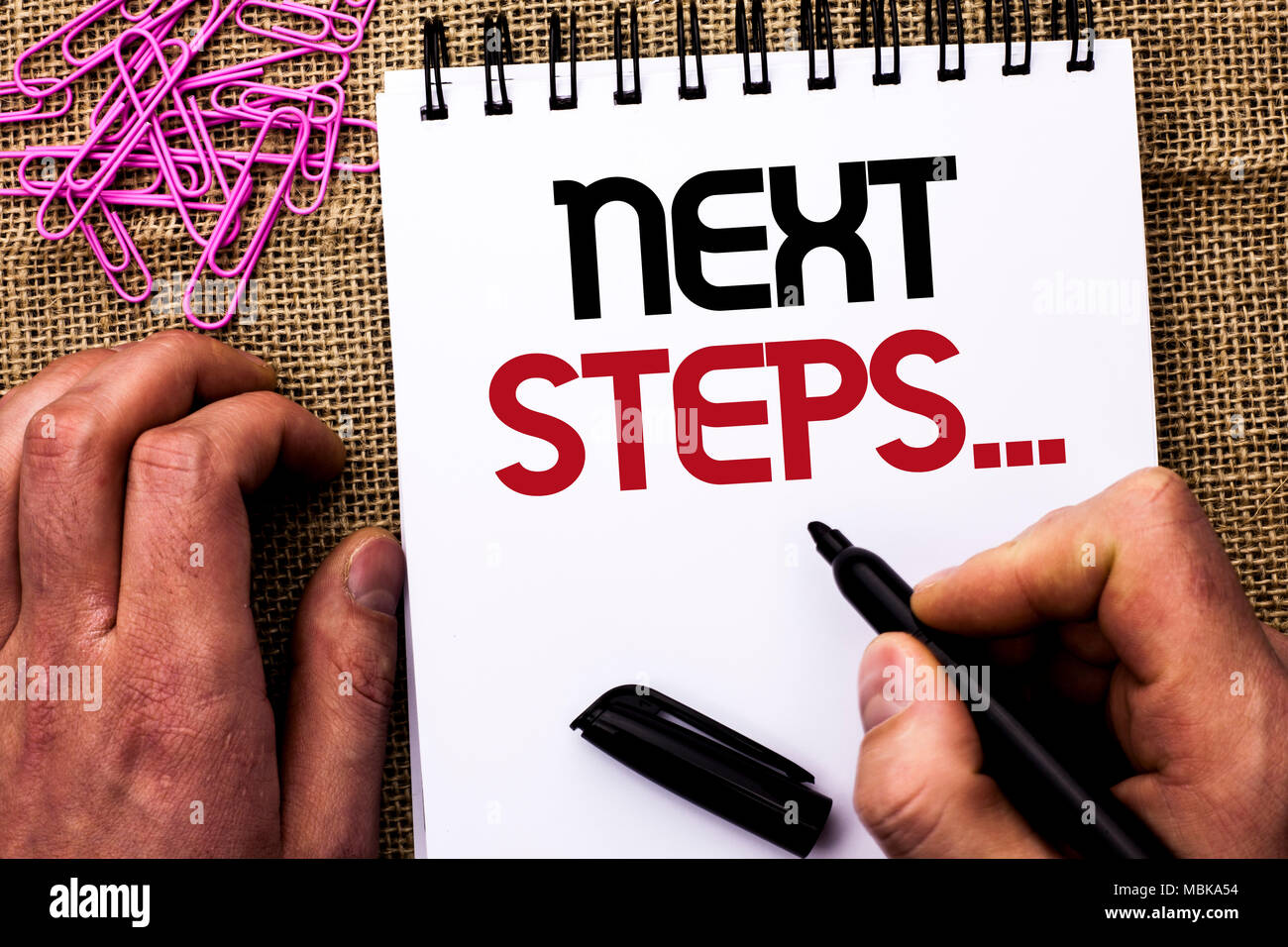 Text sign showing Next Steps.... Conceptual photo Following Moves ...