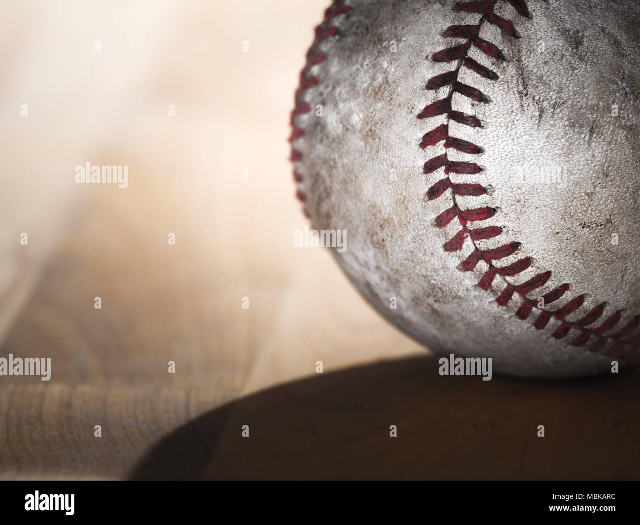 Close up sports background image of an old used weathered leather ...