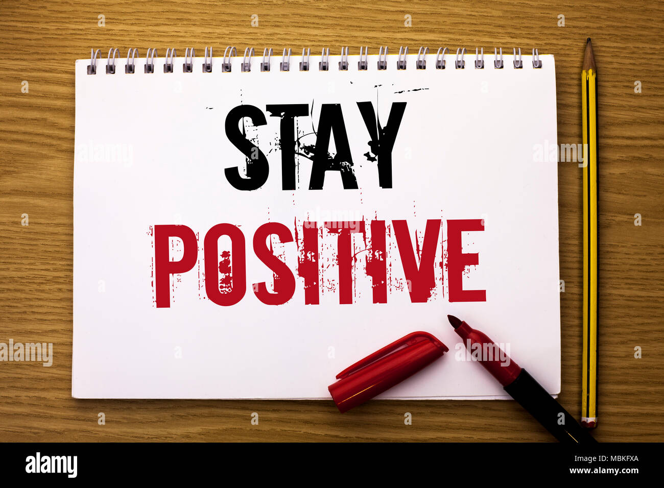 Writing note showing Stay Positive. Business photo showcasing Be ...