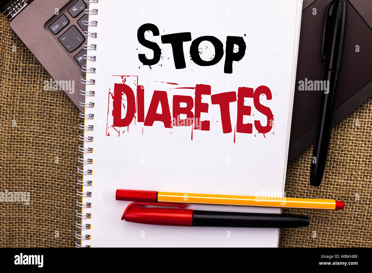 Writing note showing Stop Diabetes. Business photo showcasing Take care ...