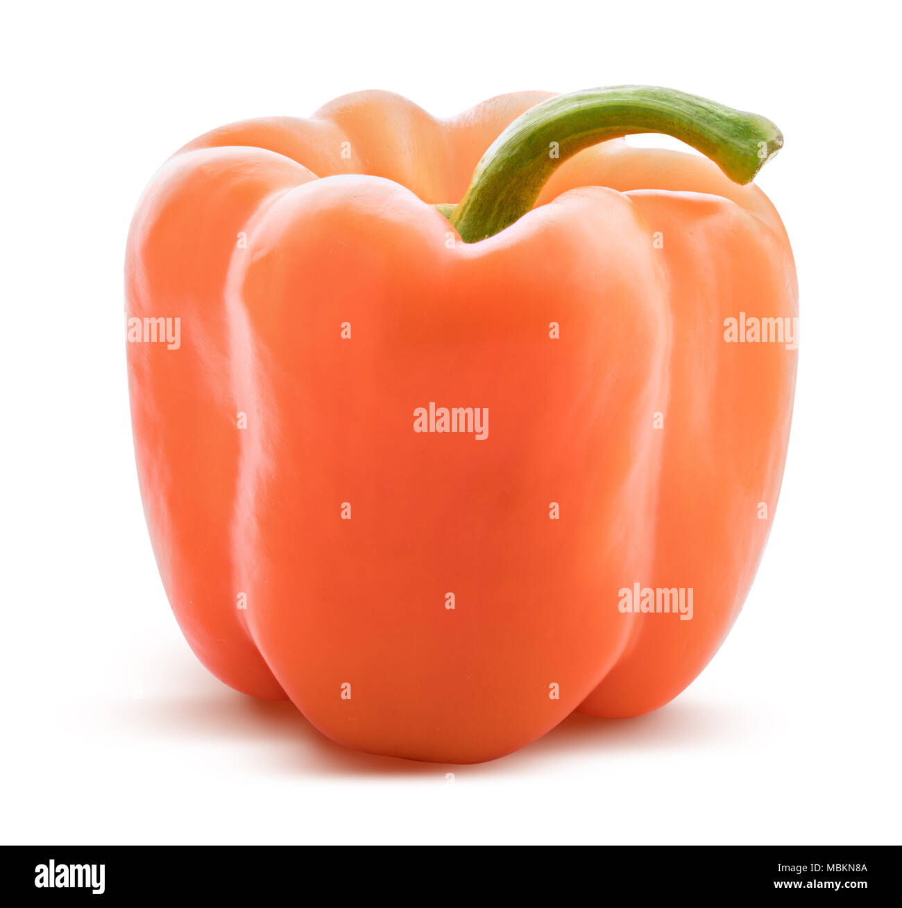 Fresh orange sweet pepper isolated on white background with clipping ...