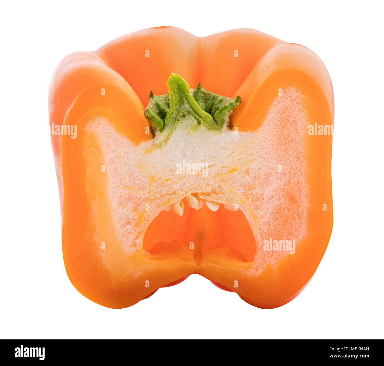 Fresh orange sweet pepper isolated on white background with clipping ...