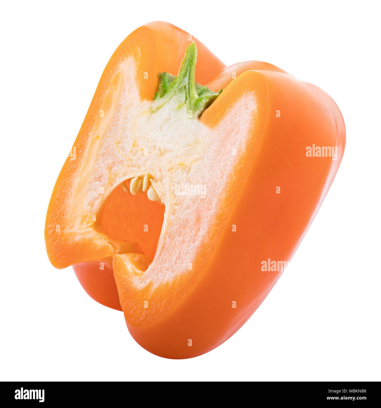 Fresh orange sweet pepper isolated on white background with clipping ...