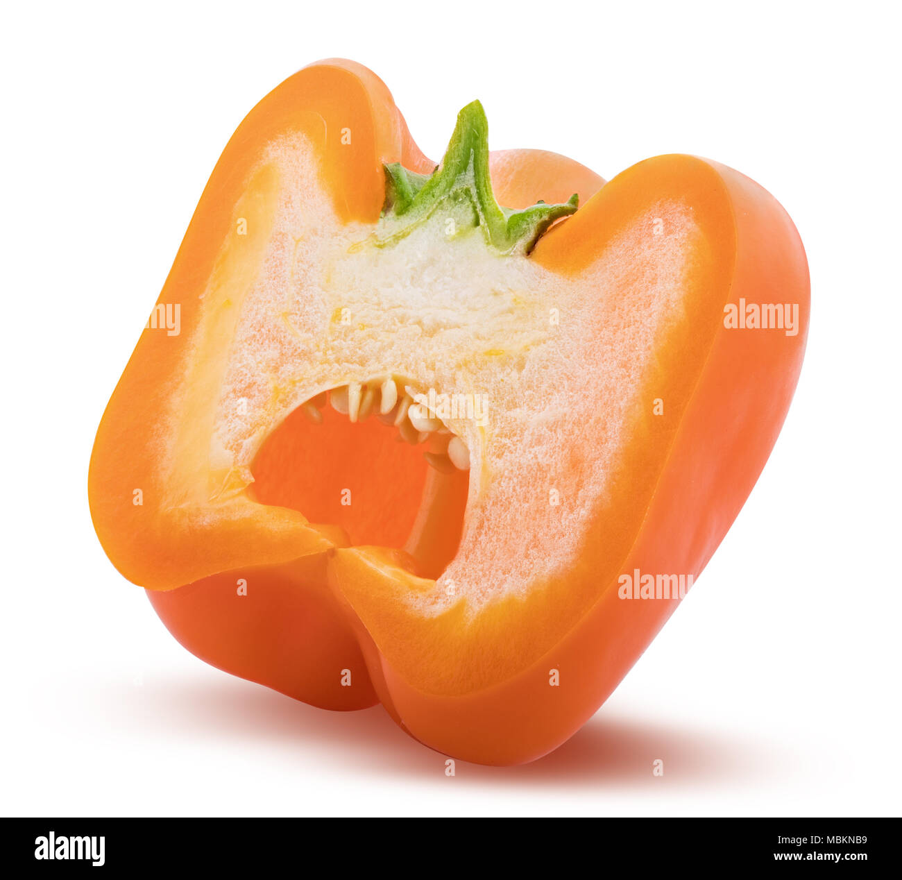 Fresh orange sweet pepper isolated on white background with clipping ...