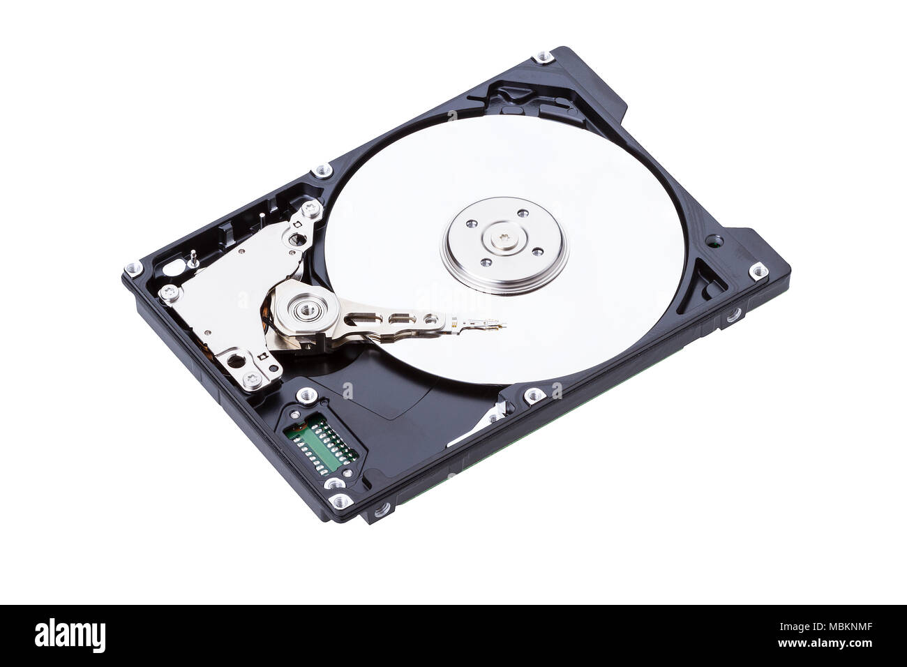 Harddisk drive (HDD) with top cover open isolated on white background ...