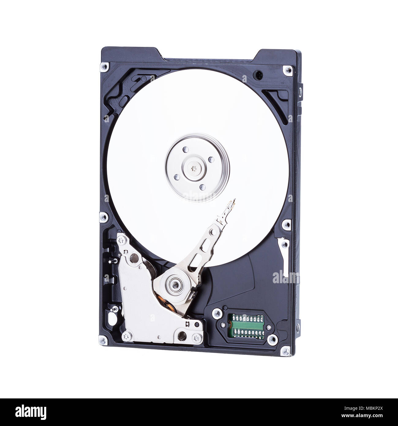 Harddisk drive (HDD) with top cover open isolated on white background ...