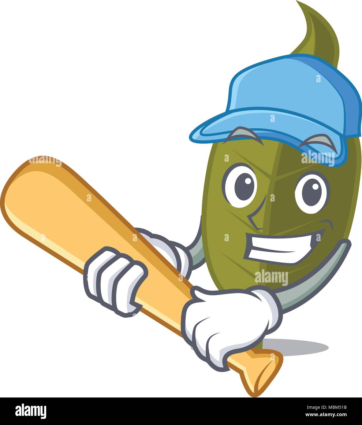 Playing baseball bay leaf character cartoon Stock Vector Image & Art ...