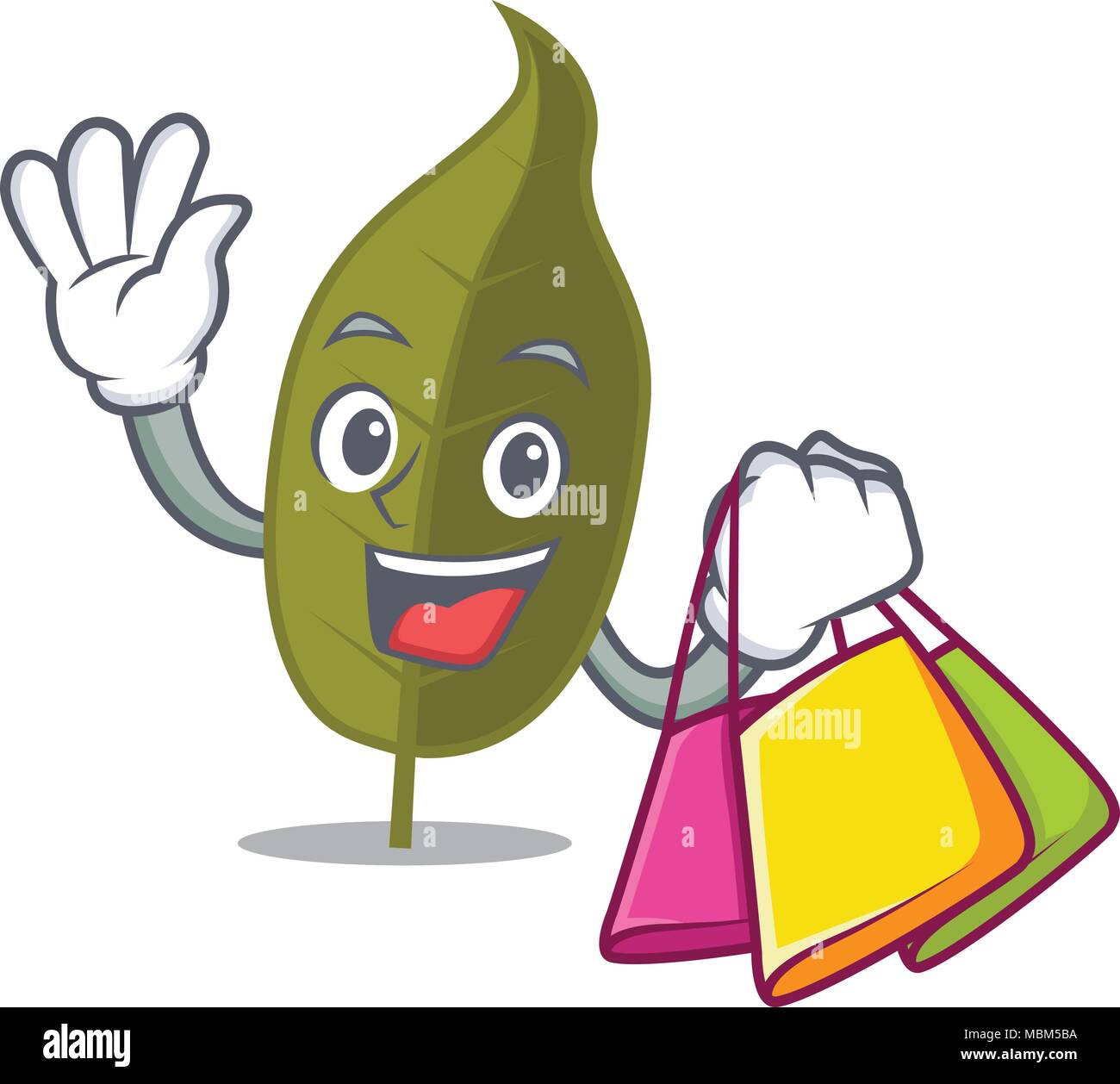 Shopping bay leaf character cartoon Stock Vector Image & Art - Alamy