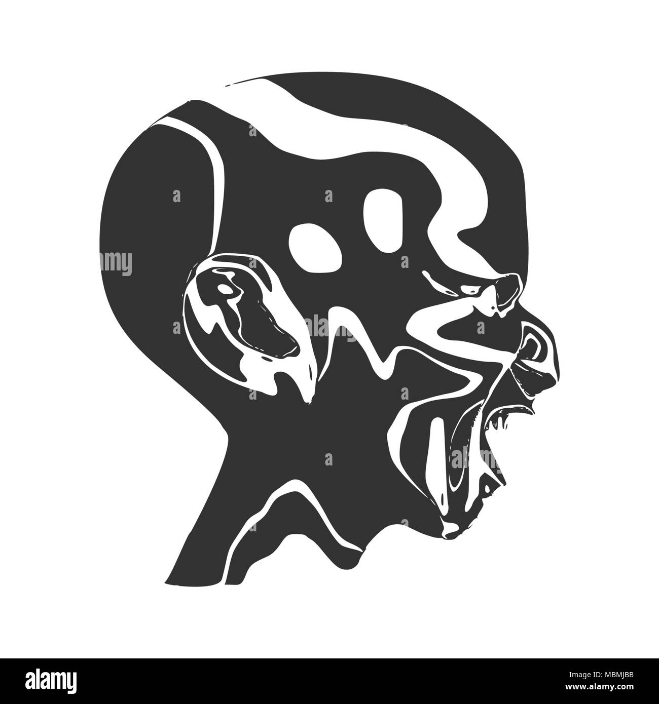 Face screaming illustration Black and White Stock Photos & Images - Alamy