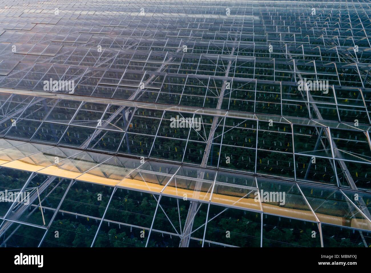 Aerial view on large modern glass houses on farm Stock Photo - Alamy