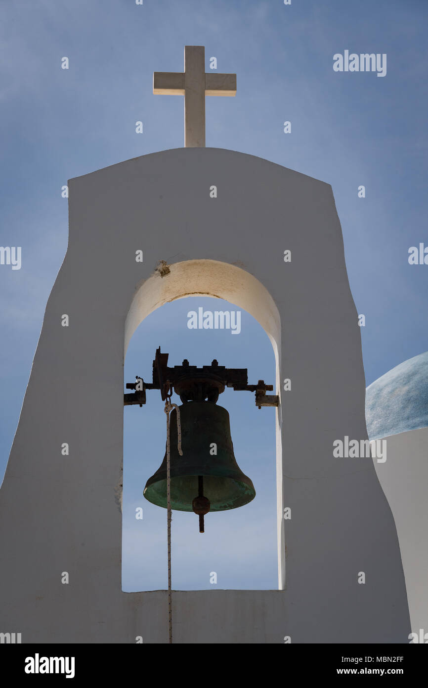 Church bell and cross, St Nicholas Greek Orthodox Church, Pernera ...