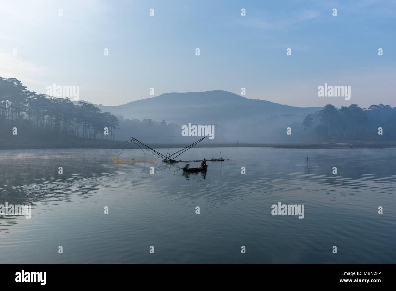 Fisher man fish out on the lake the tool of the fisher man, they using ...