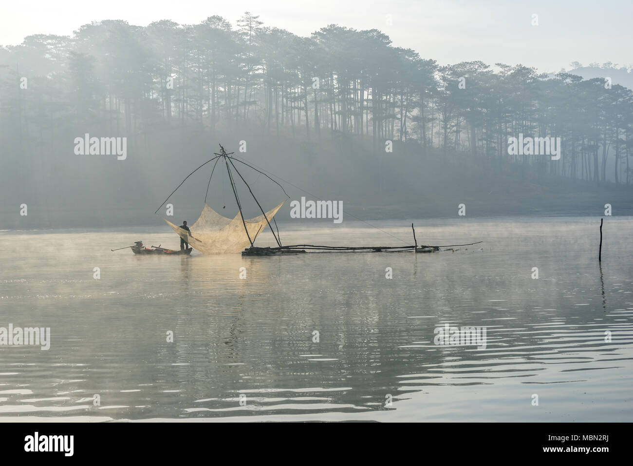 Fisher man fish out on the lake the tool of the fisher man, they using ...