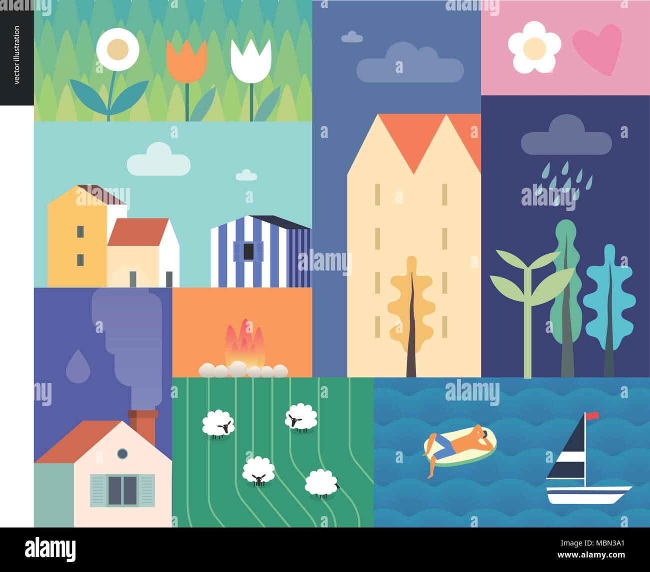 Collage rural Stock Vector Images - Alamy
