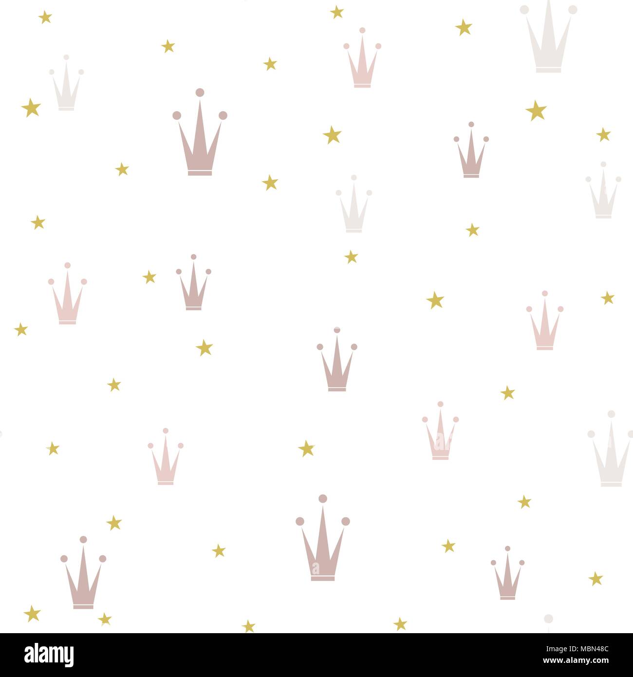 Princess Crown. Seamless repeating pattern. Diadem princess isolated on ...