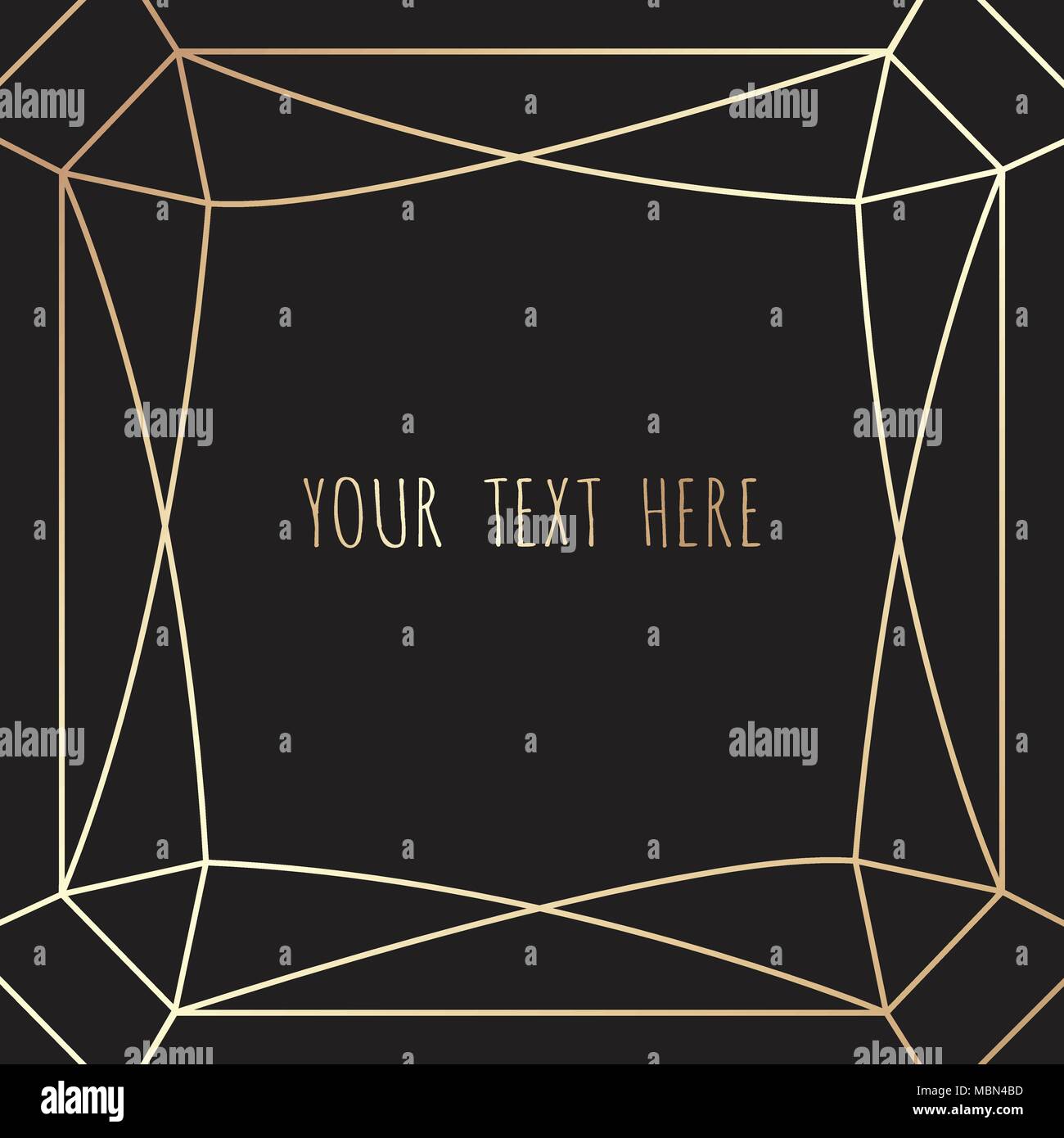 Gold polygonal frame on a black background, geometric, diamond shapes ...