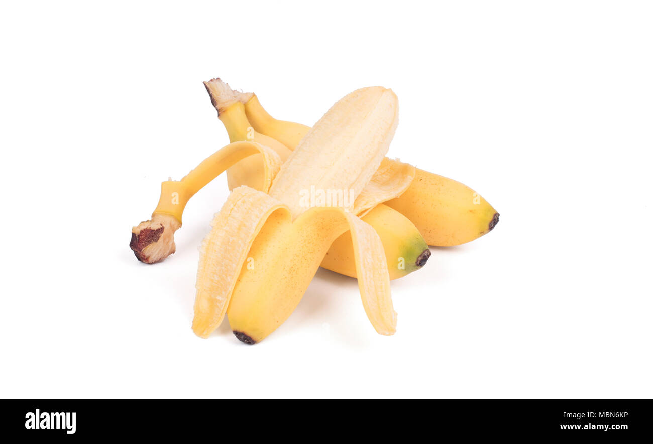 Small tropical banana cluster isolated on white Stock Photo - Alamy