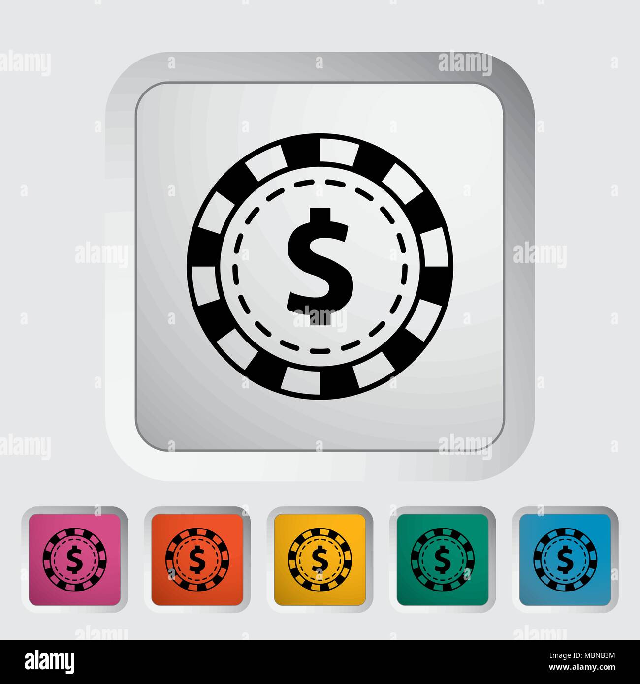 Gambling chips. Single flat icon on the button. Vector illustration ...