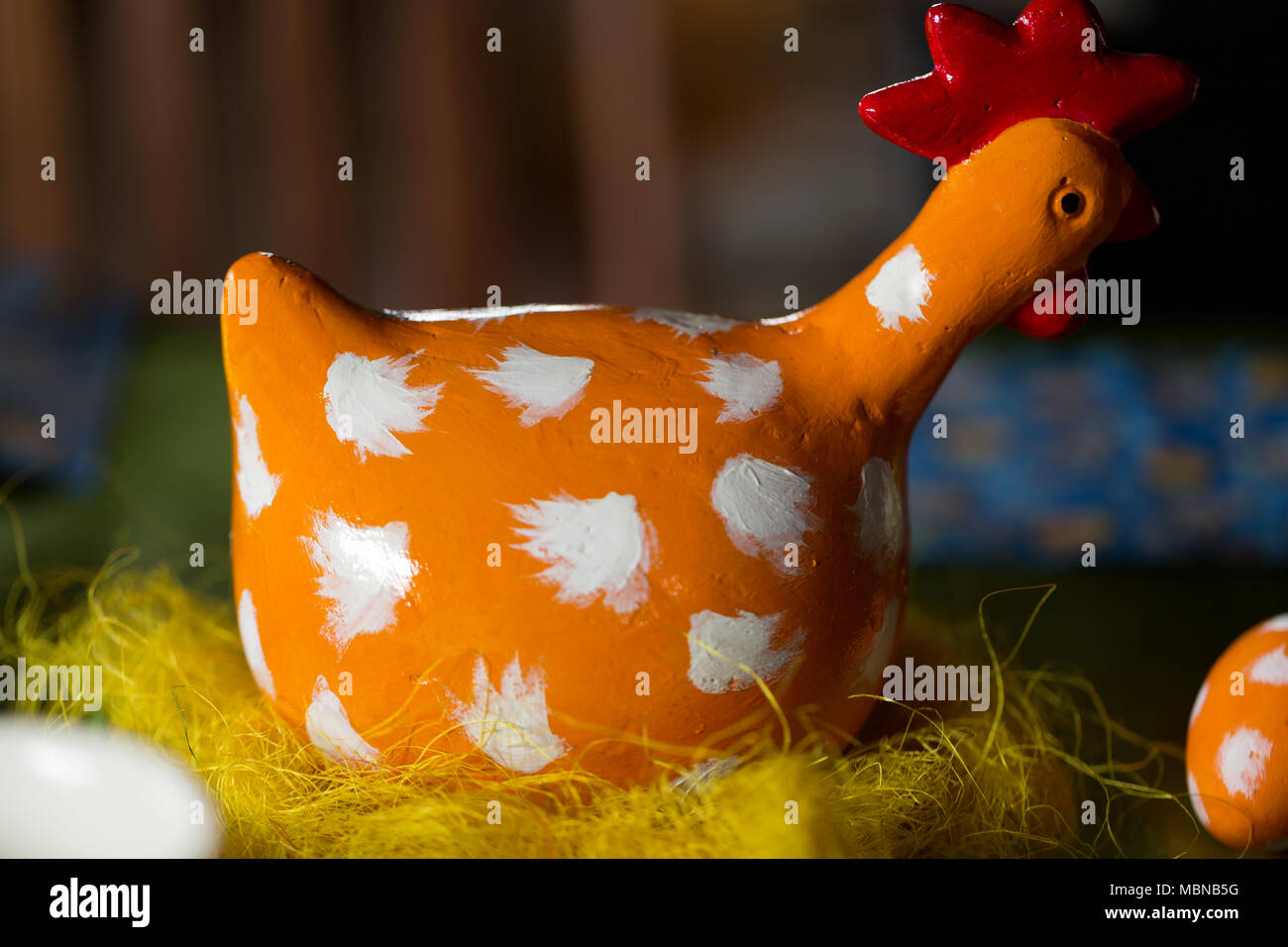 painted hen dotted as the Easter decoration Stock Photo - Alamy