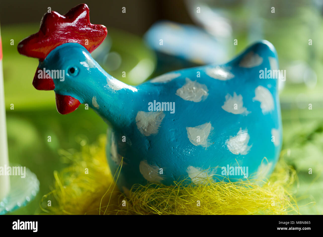 painted hen dotted as the Easter decoration Stock Photo - Alamy