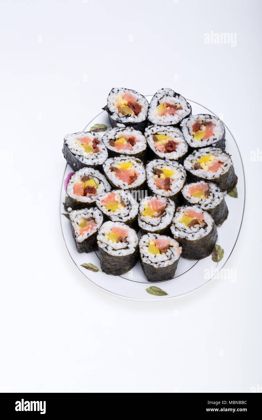 sushi fresh maki rolls isolated on white background Stock Photo - Alamy