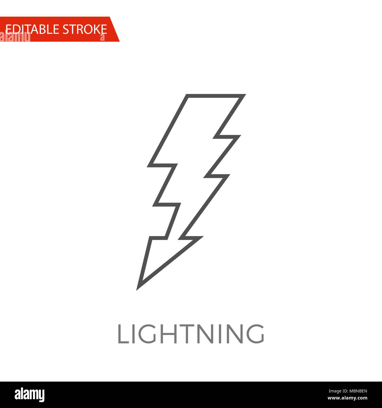 Lightning Vector Icon. Thin Line Vector Illustration. Adjust stroke ...