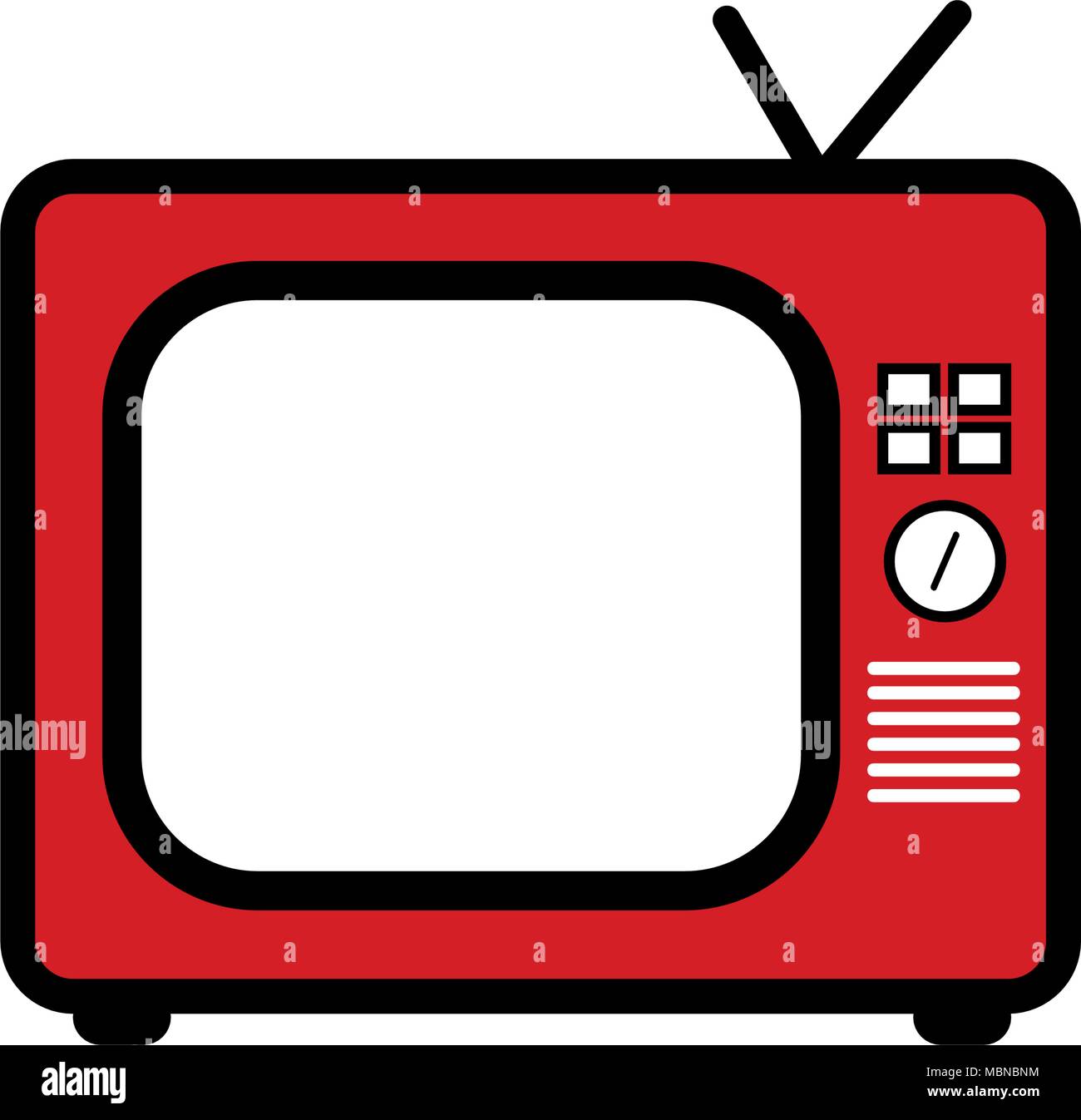 Red retro tv vector drawing. Flat style vector. Television icon, symbol ...