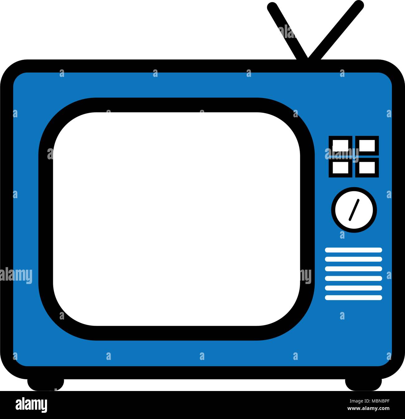 Blue retro tv vector drawing. Flat style vector. Television icon ...