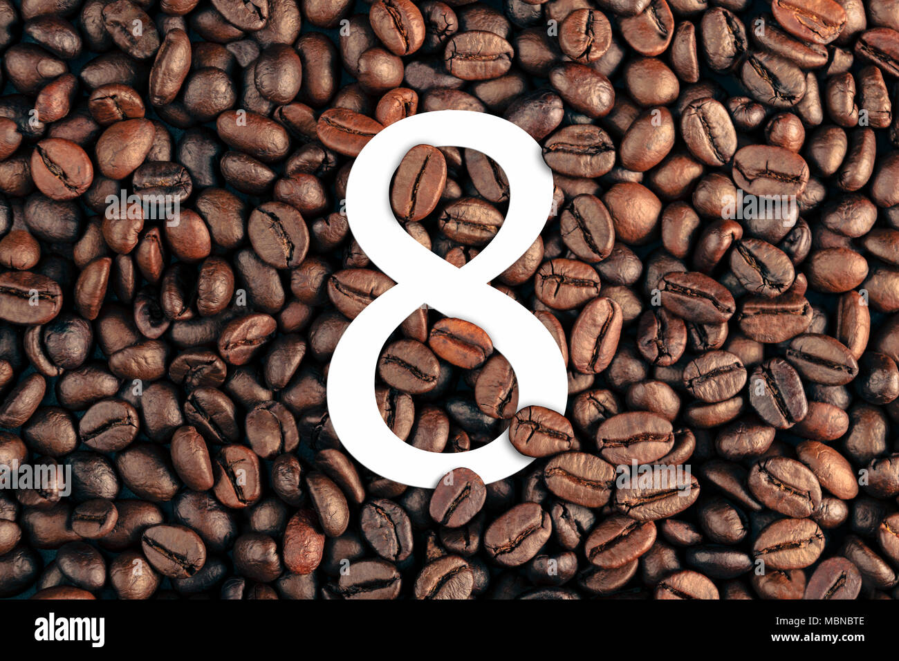 number eight on coffee bean background concept Stock Photo - Alamy