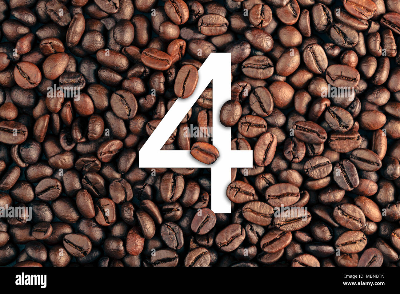 number four on coffee bean background concept Stock Photo - Alamy