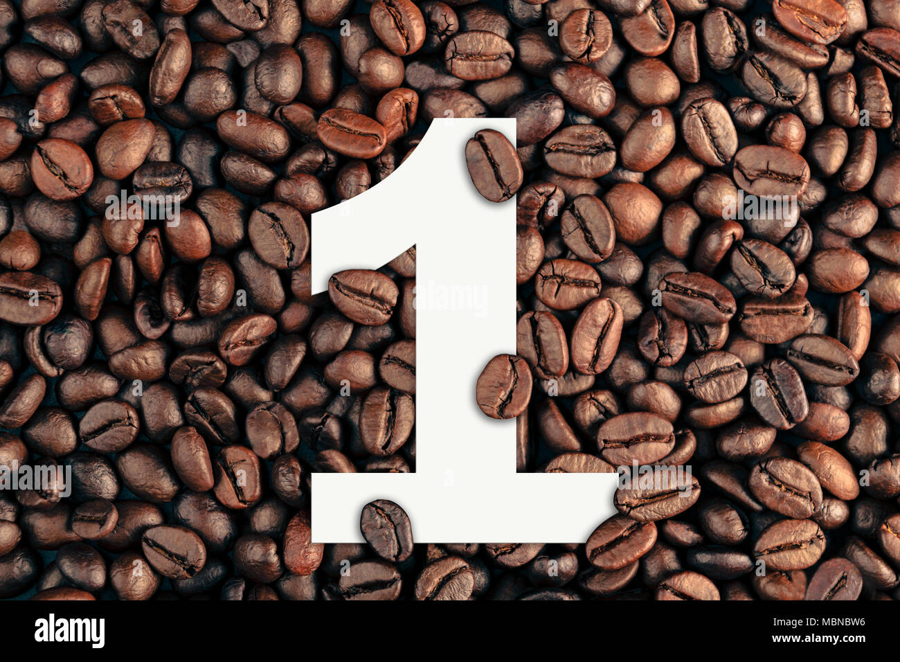 number one on coffee bean background concept Stock Photo - Alamy