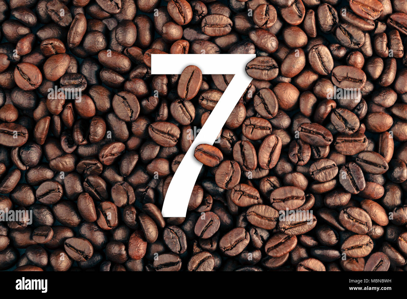 number seven on coffee bean background concept Stock Photo - Alamy