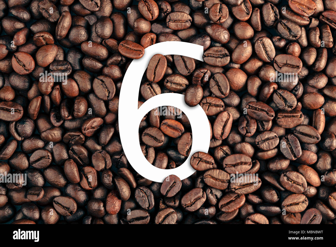number six on coffee bean background concept Stock Photo - Alamy