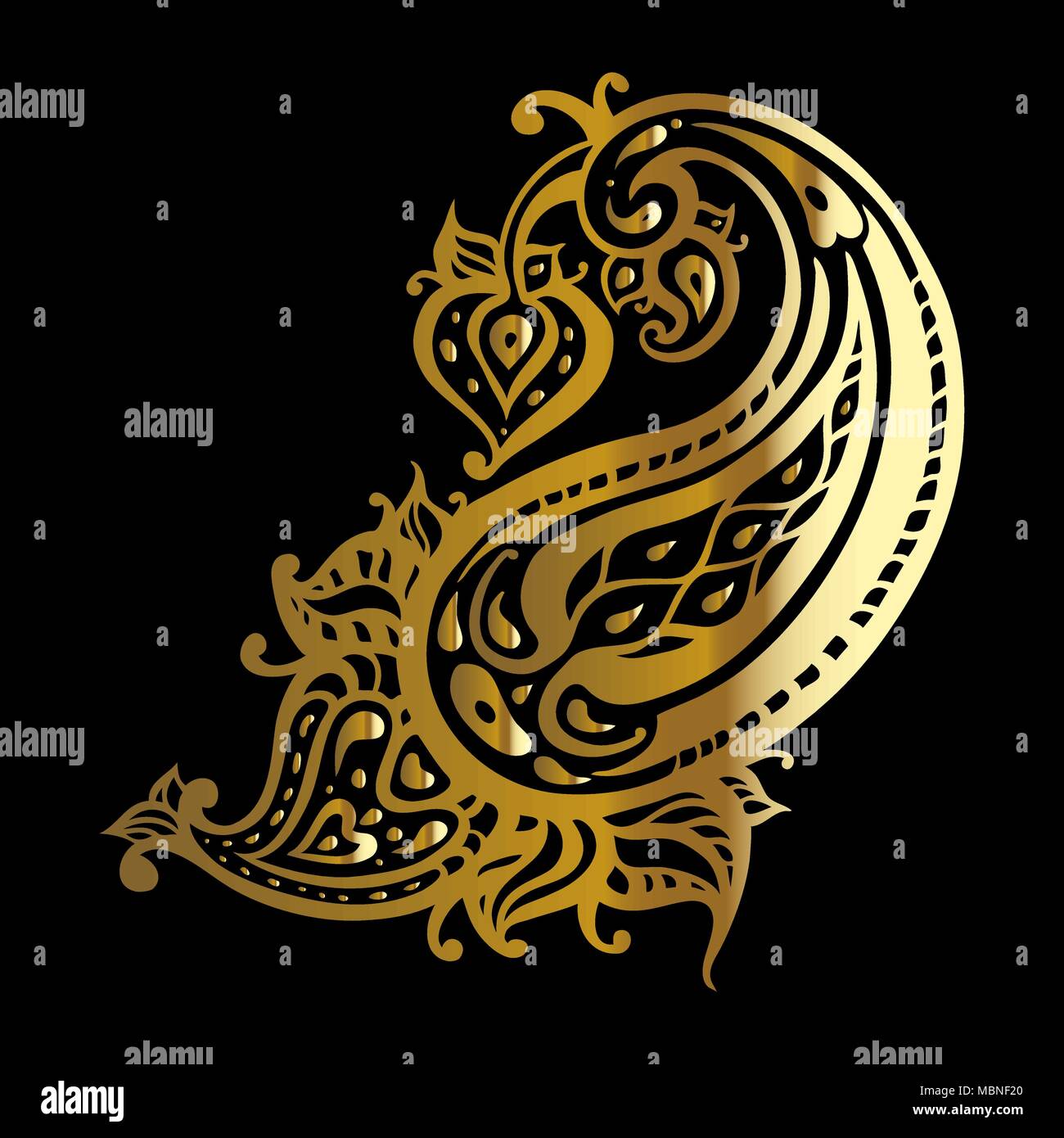 Paisley. Hand Drawn Boho ornament. Vector illustration Stock Vector ...