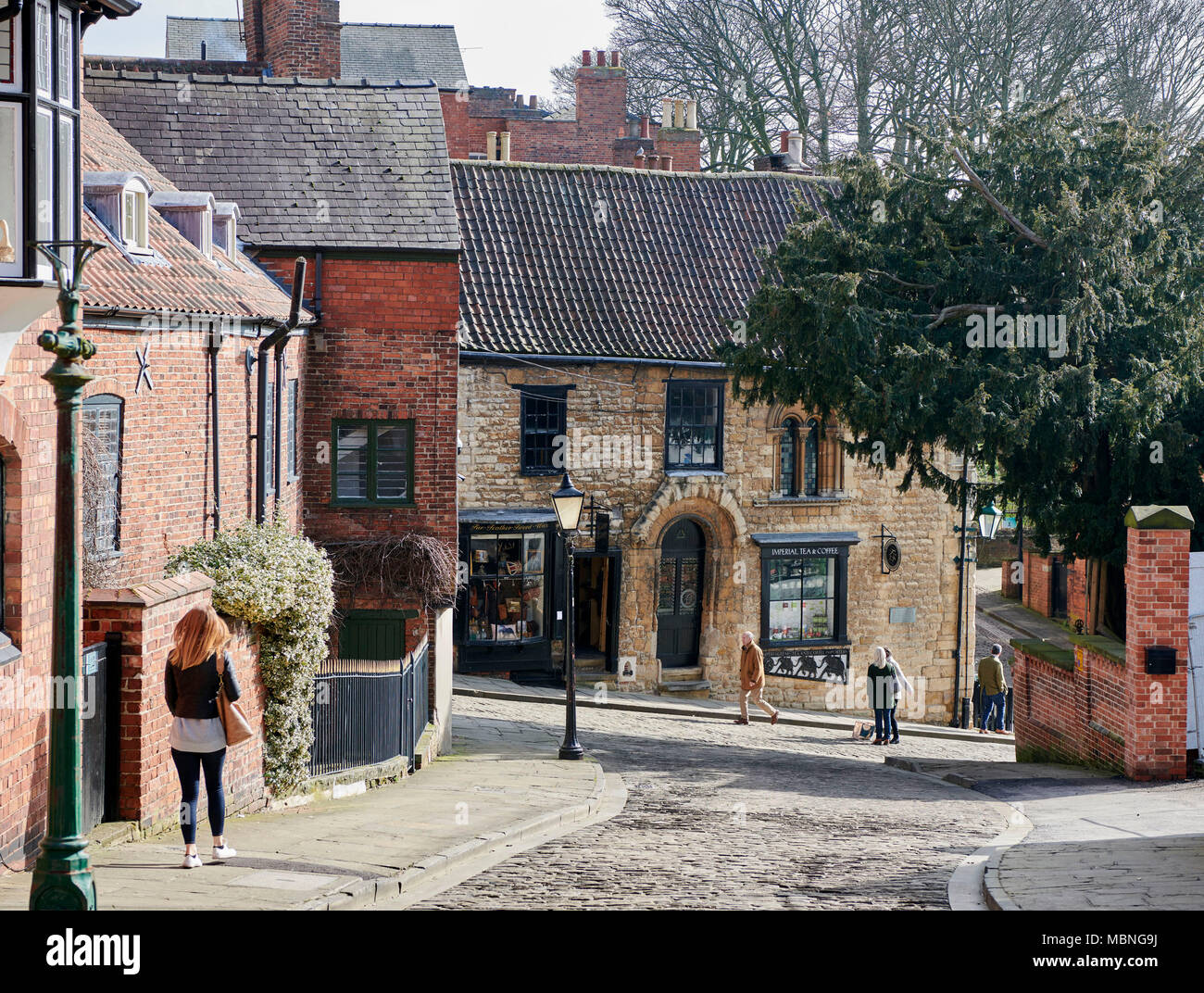Steep Hill, in the historic Cathedral area of Lincoln, Eastern England ...