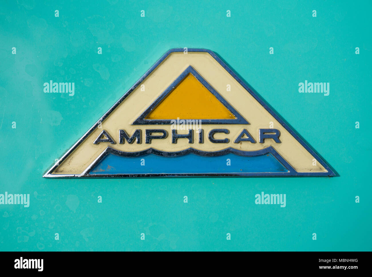 Logo of a Amphicar, amphibious vehicle exhibition at Moselle river ...