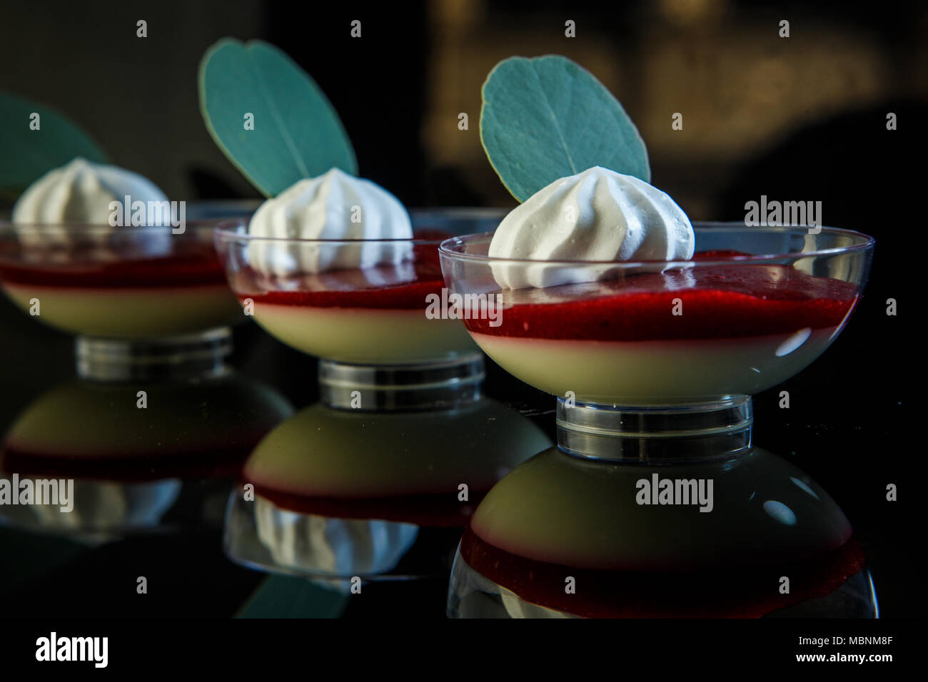 Blackberry panakota dessert decorated hi-res stock photography and ...