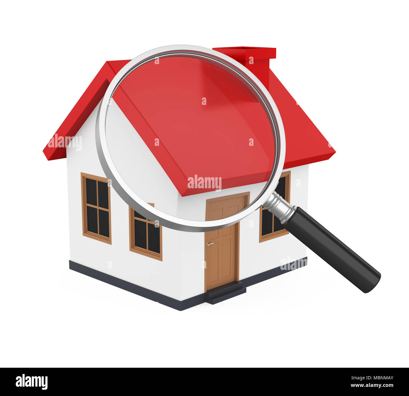 House with Magnifying Glass Isolated (House Hunting Concept Stock Photo ...