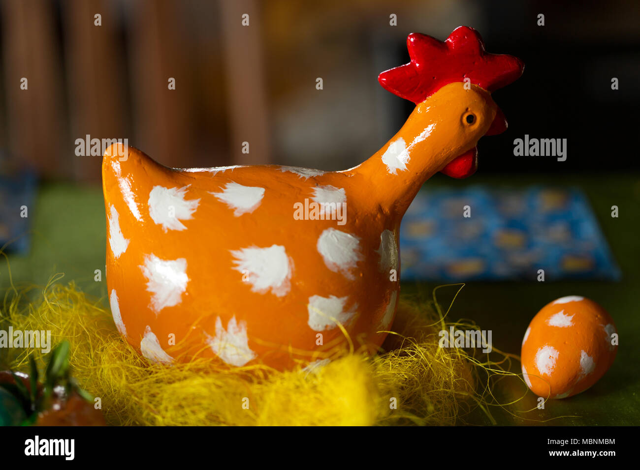 painted hen dotted as the Easter decoration Stock Photo - Alamy