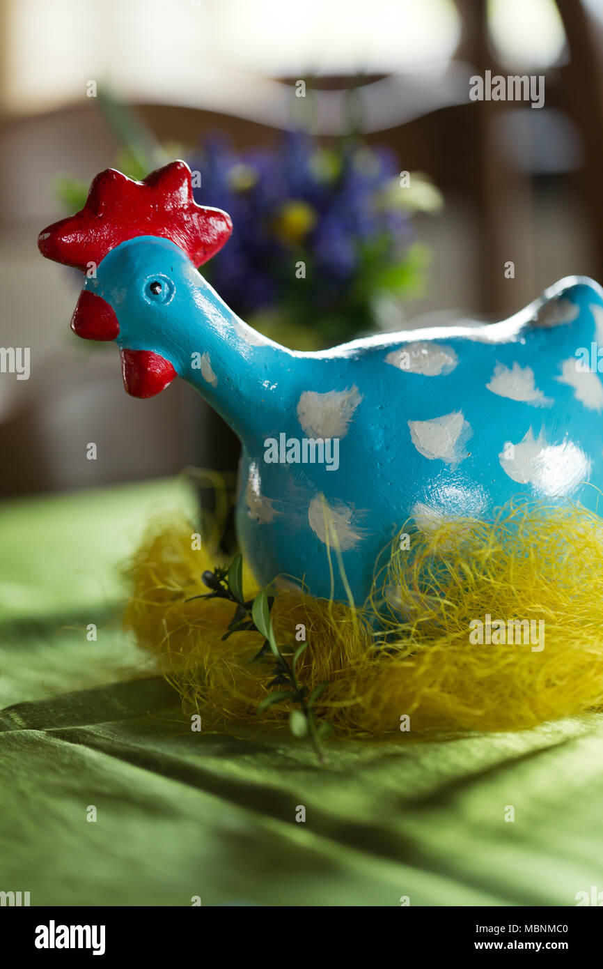 painted hen dotted as the Easter decoration Stock Photo - Alamy
