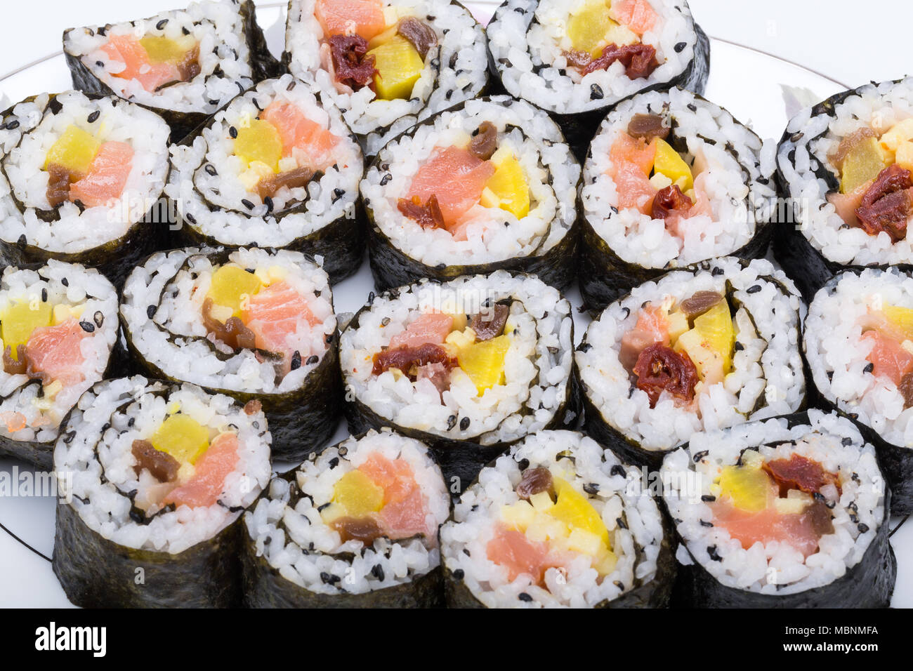 sushi fresh maki rolls isolated on white background Stock Photo - Alamy
