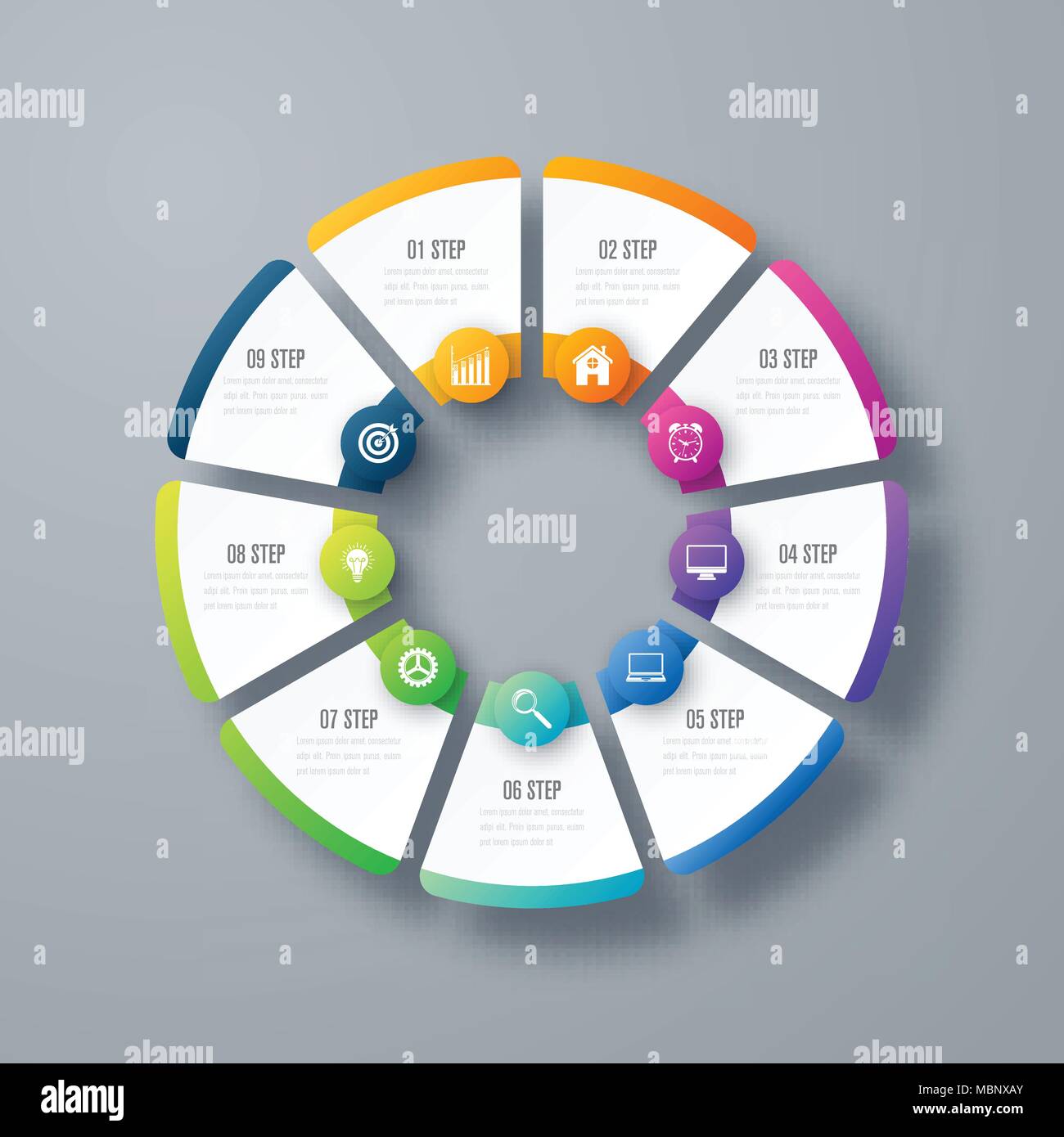 Infographics template 9 options with circle Stock Vector Image & Art ...