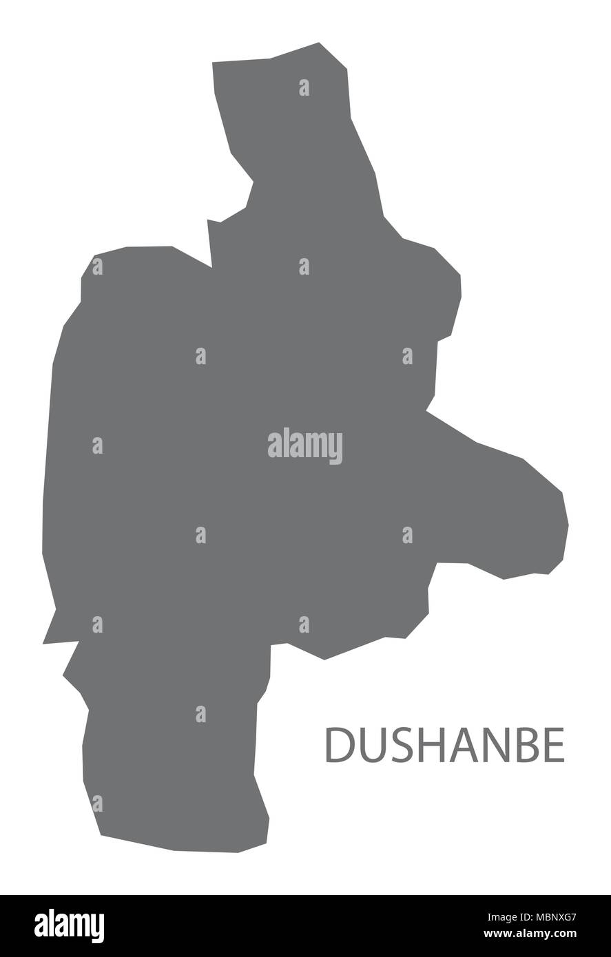 Dushanbe map of Tajikistan grey illustration shape Stock Vector Image ...