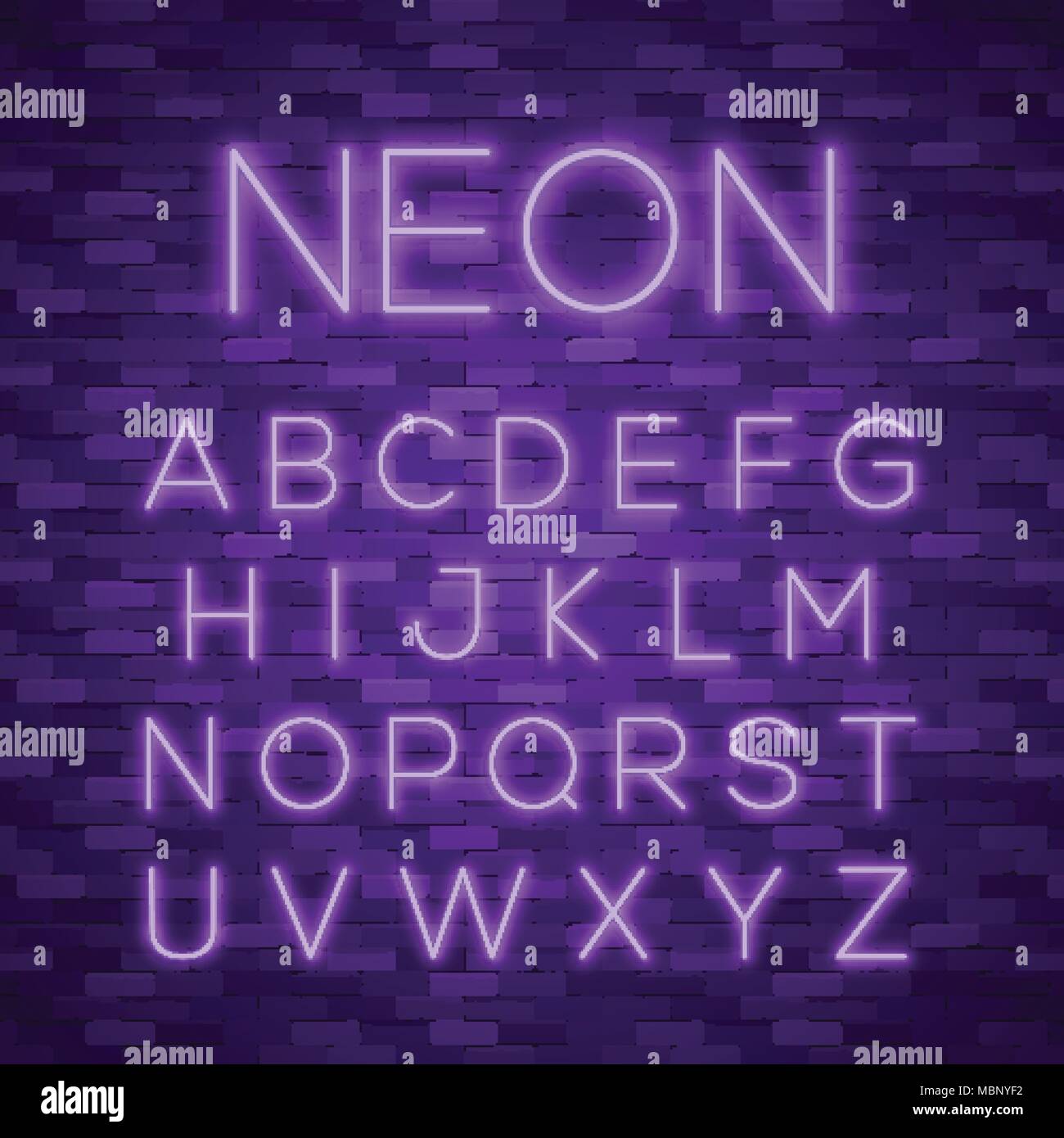 Realistic neon alphabet. Bright neon glowing font Stock Vector Image ...