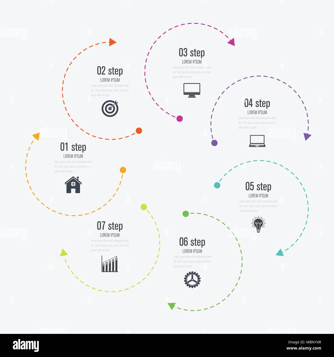 Infographics template 7 options with circle Stock Vector Image & Art ...